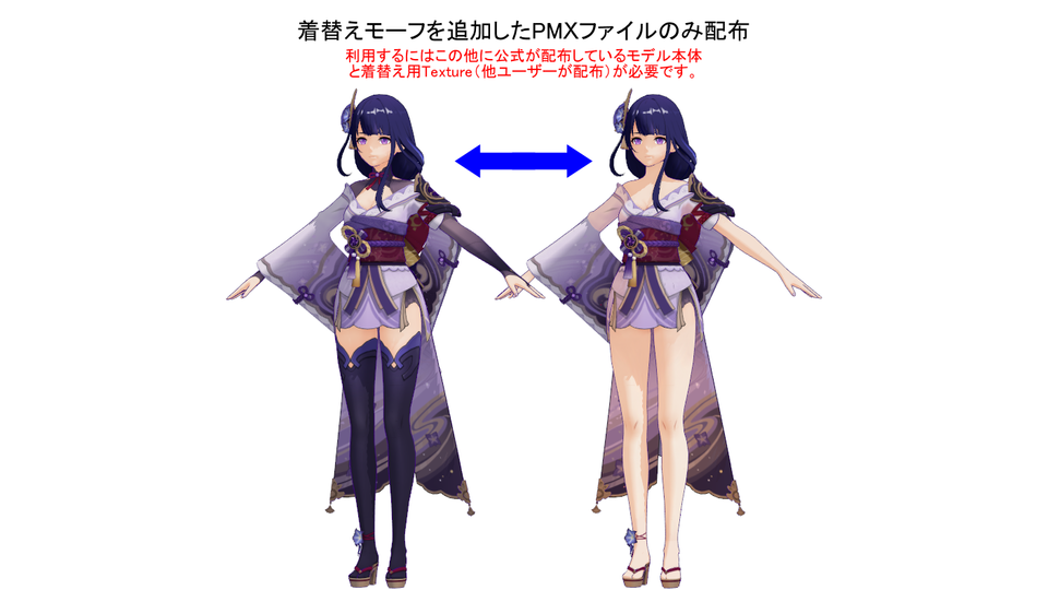 着替えモーフ追加版"雷電将軍"(PMX fileのみ) - BowlRoll