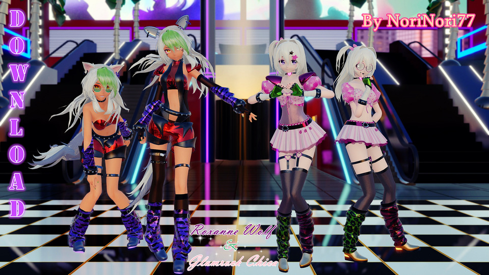 FNAF Roxy Chica 3D MMD Model DL - BowlRoll