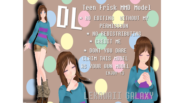 [MMD Undertale] Teen Frisk Model - BowlRoll