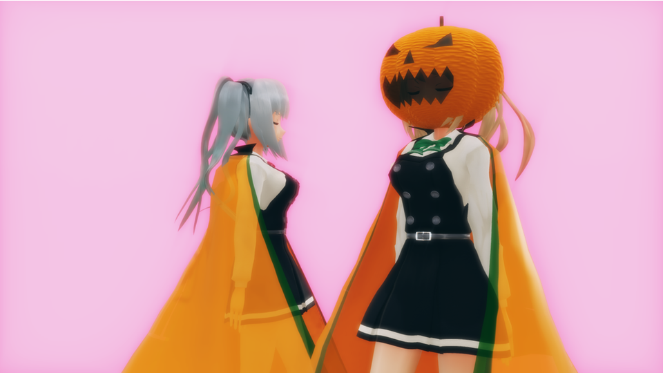 【MMDアクセサリ、カメラ配布】「かぼちゃマスクとマントv3」と - BowlRoll