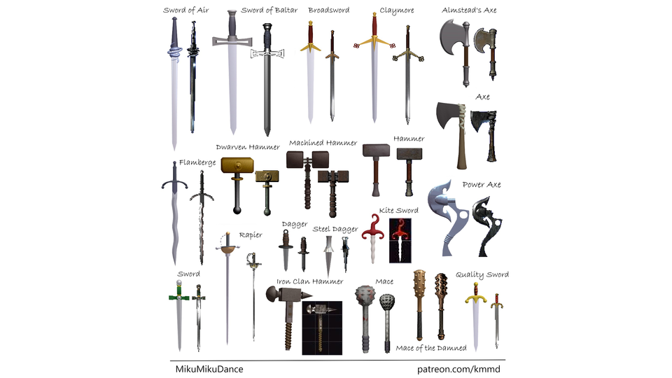 set of weapons ARCANUM MMD - BowlRoll