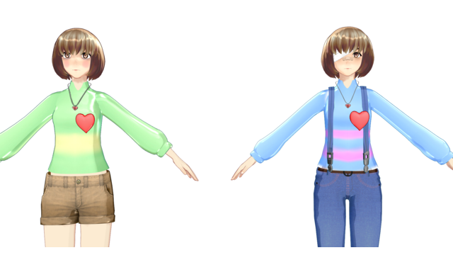 UnderTale MMD Frisk Chara dl - BowlRoll